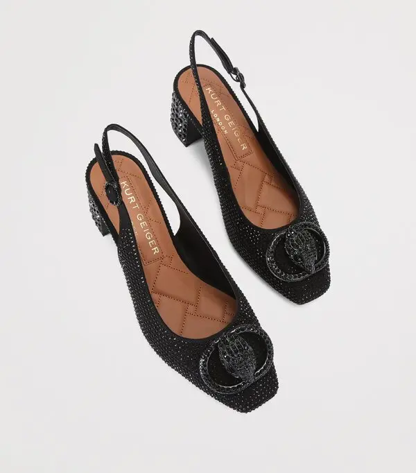 Kurt Geiger Embellished Chelsea Block Slingback Pumps - Black