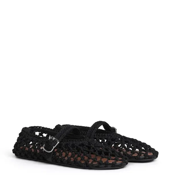 Alaïa Satin Crochet Ballet Flats - Clear