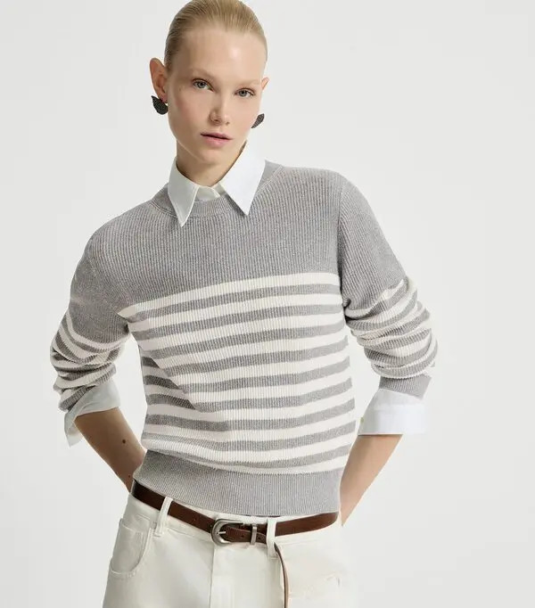 Brunello Cucinelli Cotton-blend Striped Sweater