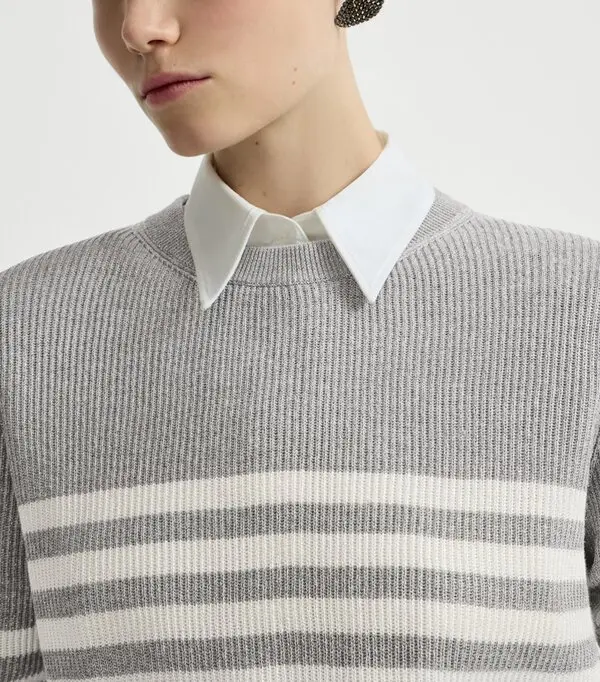Brunello Cucinelli Cotton-blend Striped Sweater