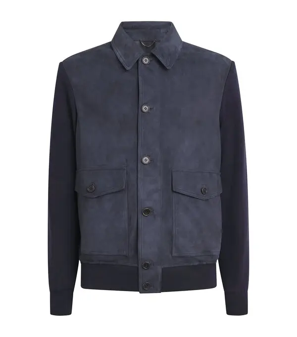 FIORONI CASHMERE Suede Bomber Jacket