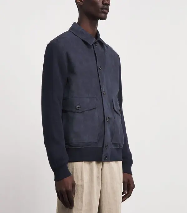 FIORONI CASHMERE Suede Bomber Jacket