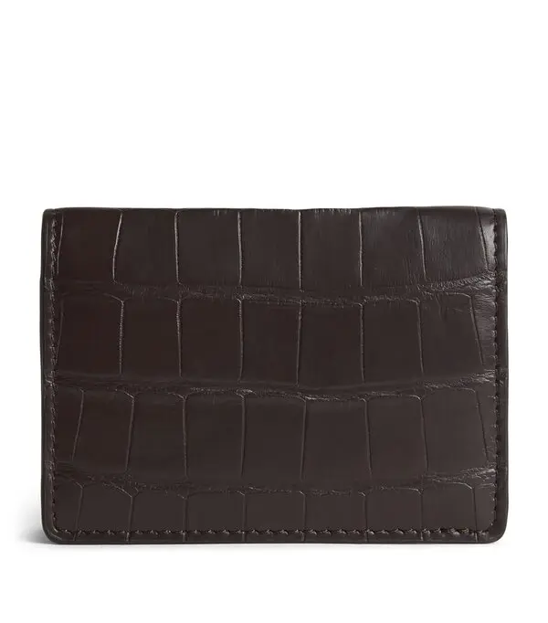 ELLIOT RHODES Crocodile Leather Card Holder - Brown