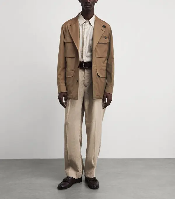 Brioni Leather-trim Blazer