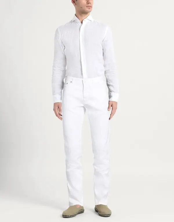 120% Lino Linen Tapered Leg Pants - White