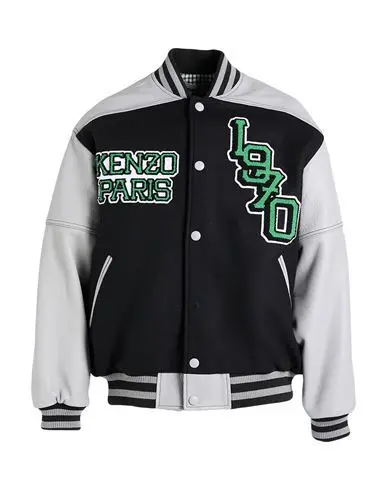 Kenzo Wool Blend Varsity Jacket - Black