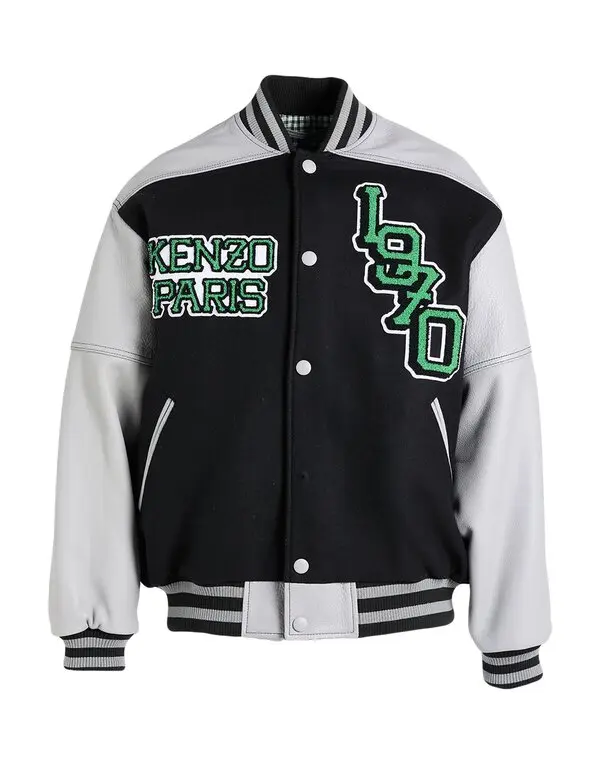 Kenzo Wool Blend Varsity Jacket - Black