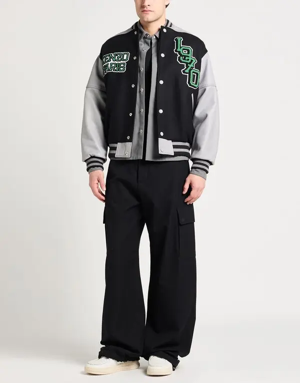Kenzo Wool Blend Varsity Jacket - Black