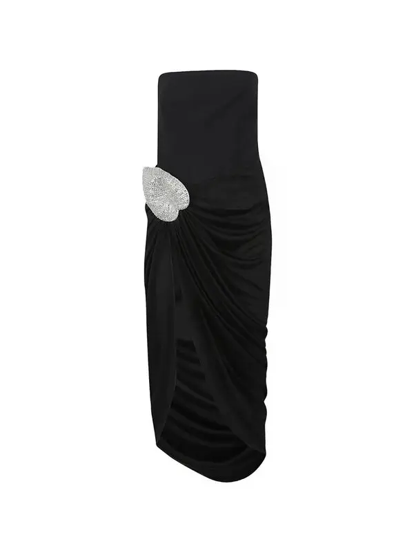 David Koma Crystal-embellished Ruched Midi Dress - Black