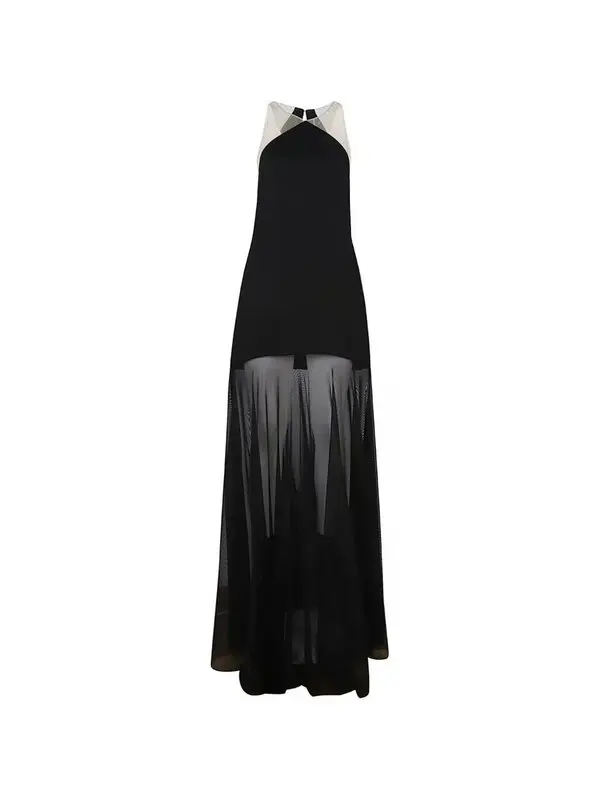 David Koma Halterneck Maxi Dress With Mesh Paneling