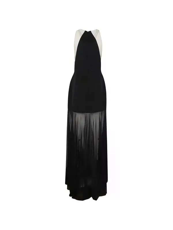 David Koma Halterneck Maxi Dress With Mesh Paneling