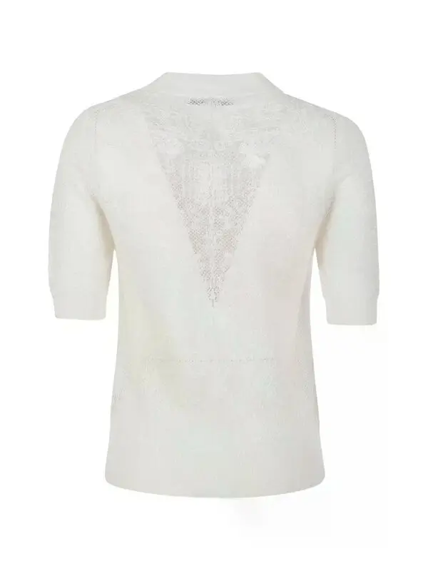 Ermanno Scervino Lace-knit Short-sleeve Sweater