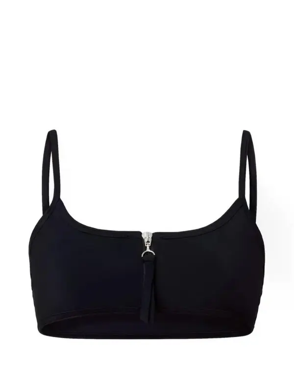 Loulou De Saison Olga Zipped Square-neck Bikini Top - Black
