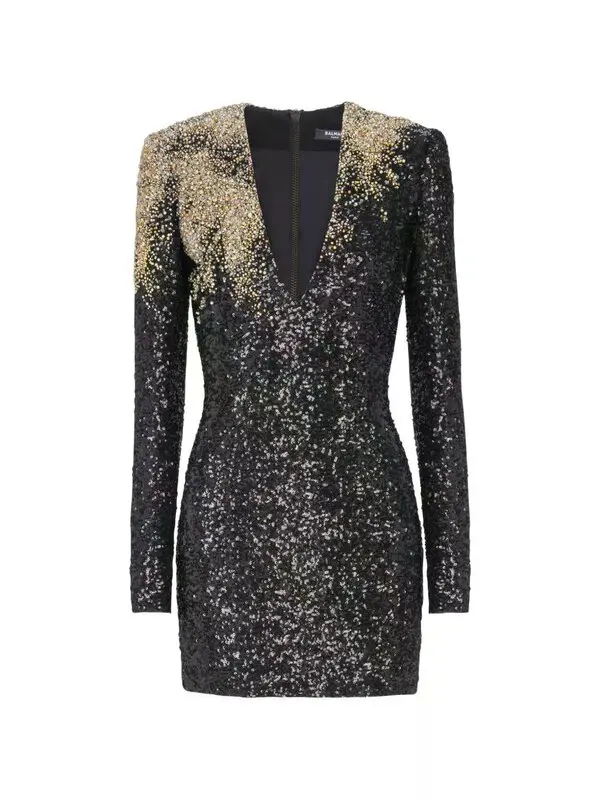 Balmain Embroidered Open Neck Dress