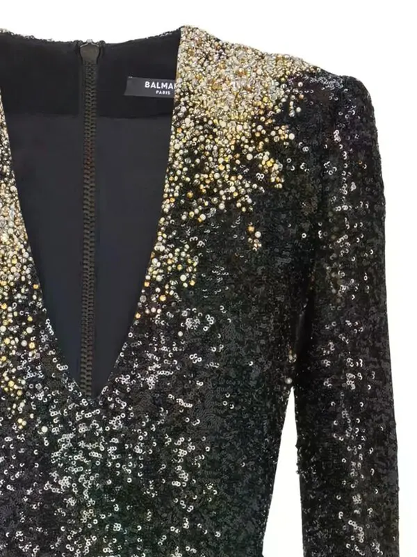 Balmain Embroidered Open Neck Dress