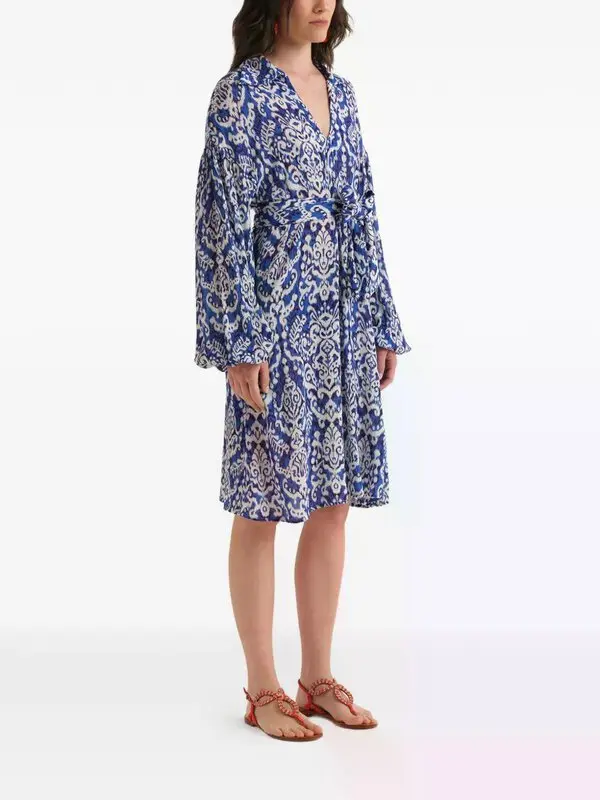 Malìparmi Ikat-print Belted Dress - Blue