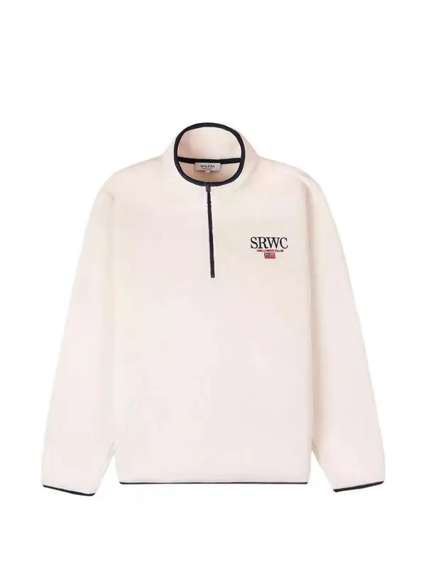 Sporty & Rich Logo-embroidered Half-zip Sweatshirt - Neutrals
