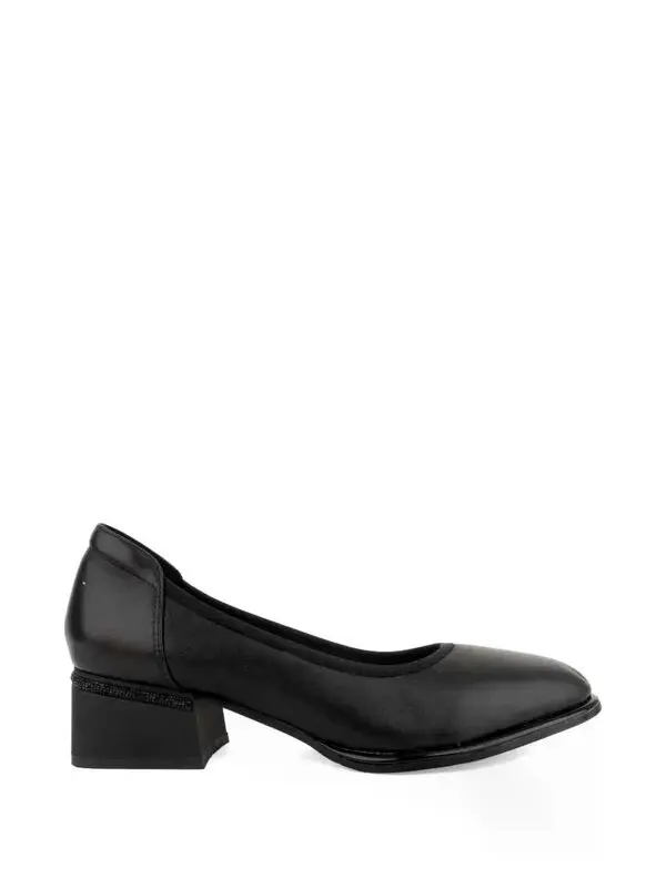 LINDA BAUMANN Crystal-embellished Block-heel Pumps