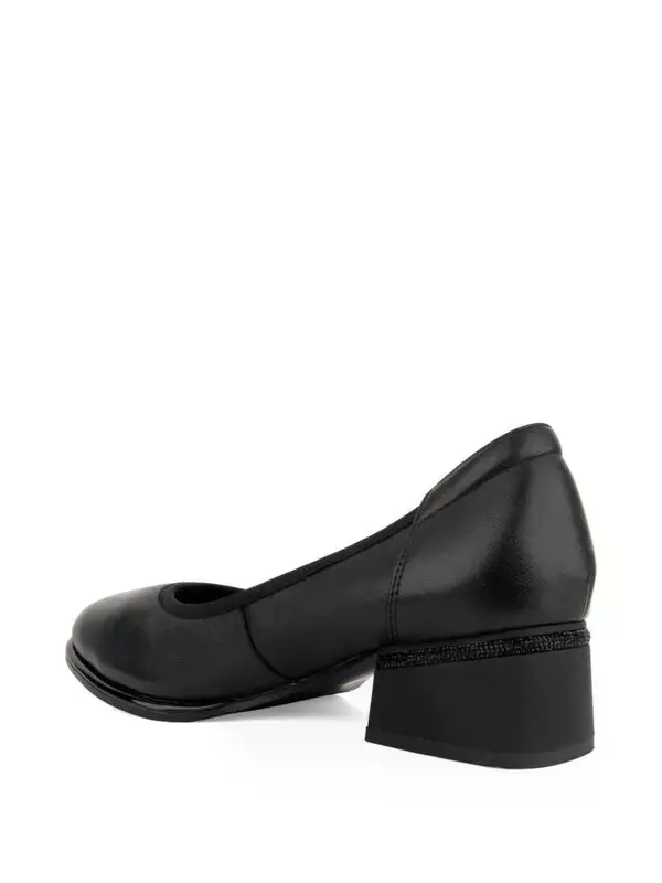 LINDA BAUMANN Crystal-embellished Block-heel Pumps