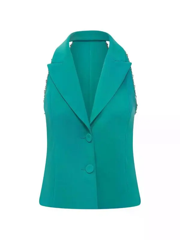 Pinko Bead-trimmed Halterneck Waistcoat - Blue