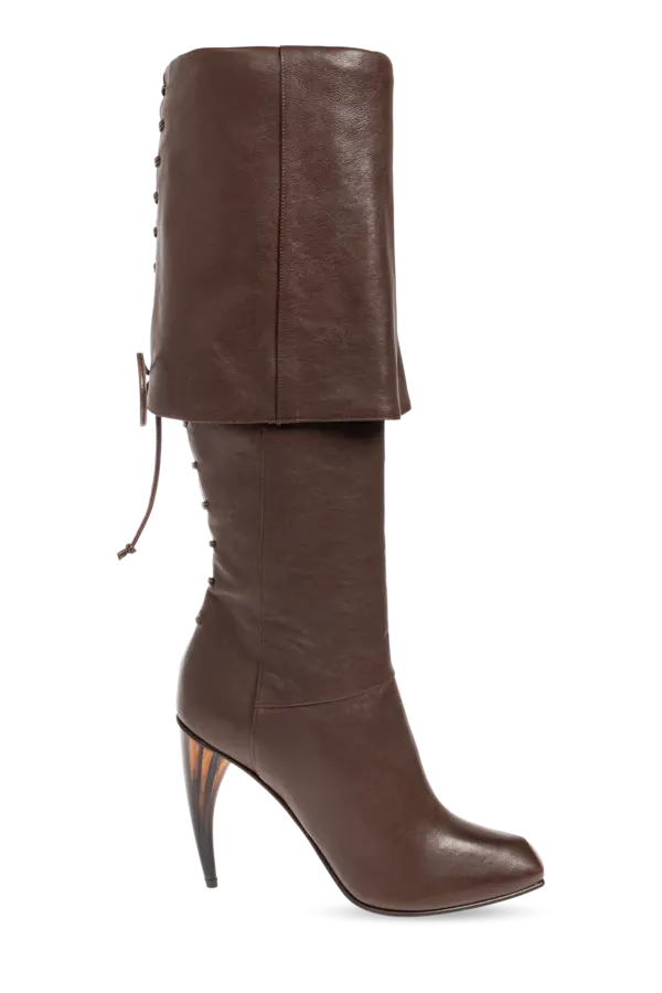 Alexander McQueen Leather Heeled Boots - Brown