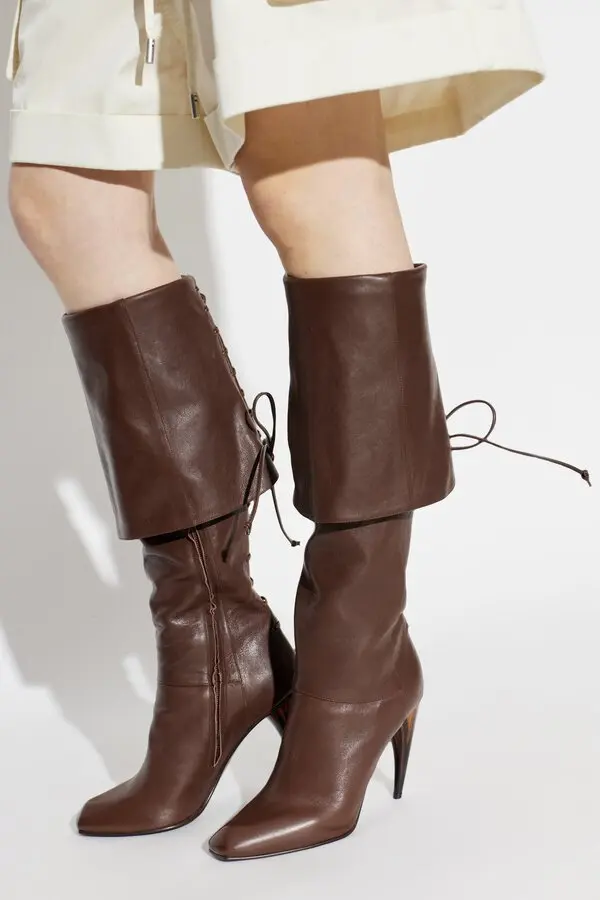 Alexander McQueen Leather Heeled Boots - Brown