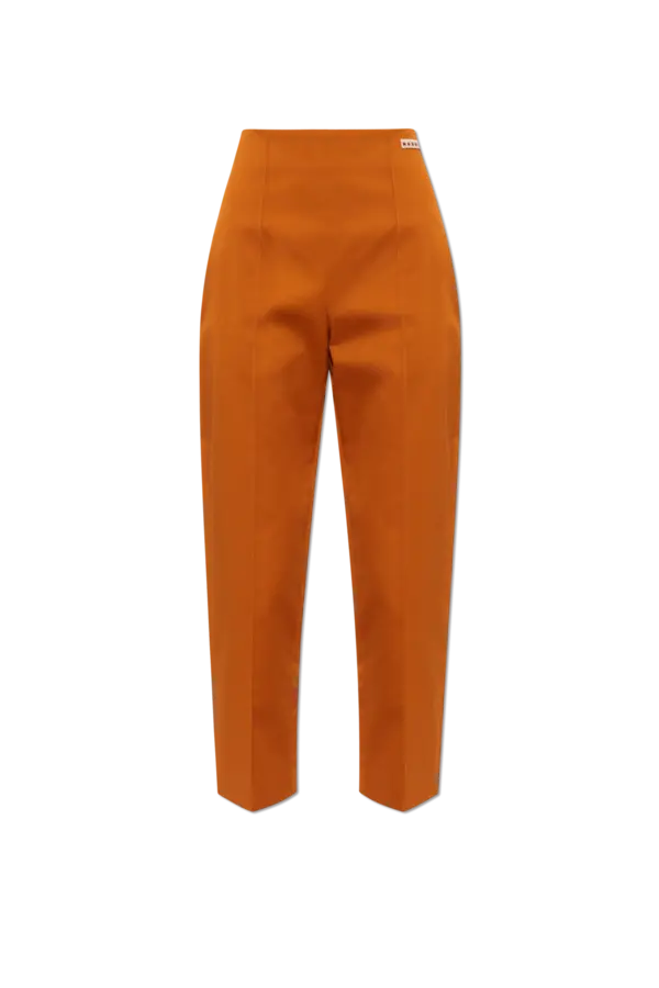 Marni Cotton Trousers With Stitching - Orange