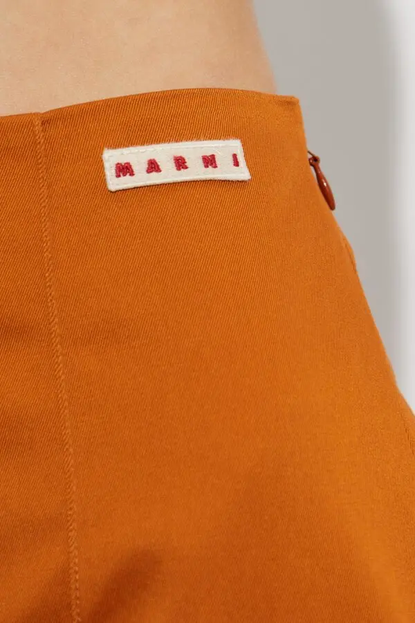 Marni Cotton Trousers With Stitching - Orange