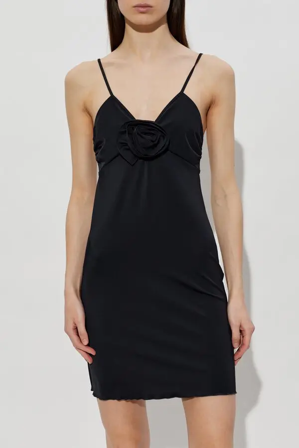 Moschino Spaghetti Strap Beach Dress With Fabric Rose Detail