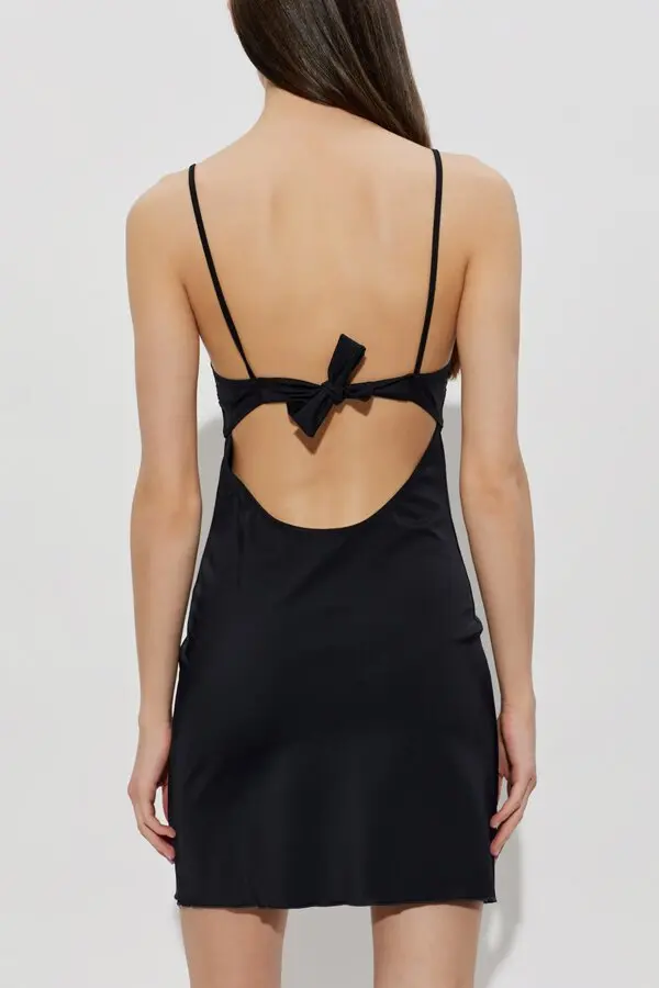 Moschino Spaghetti Strap Beach Dress With Fabric Rose Detail