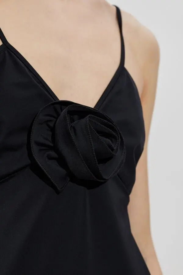 Moschino Spaghetti Strap Beach Dress With Fabric Rose Detail