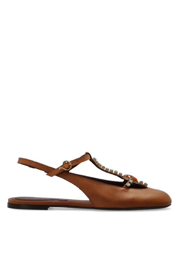 Etro Leather Ballerinas With Appliqués - Brown