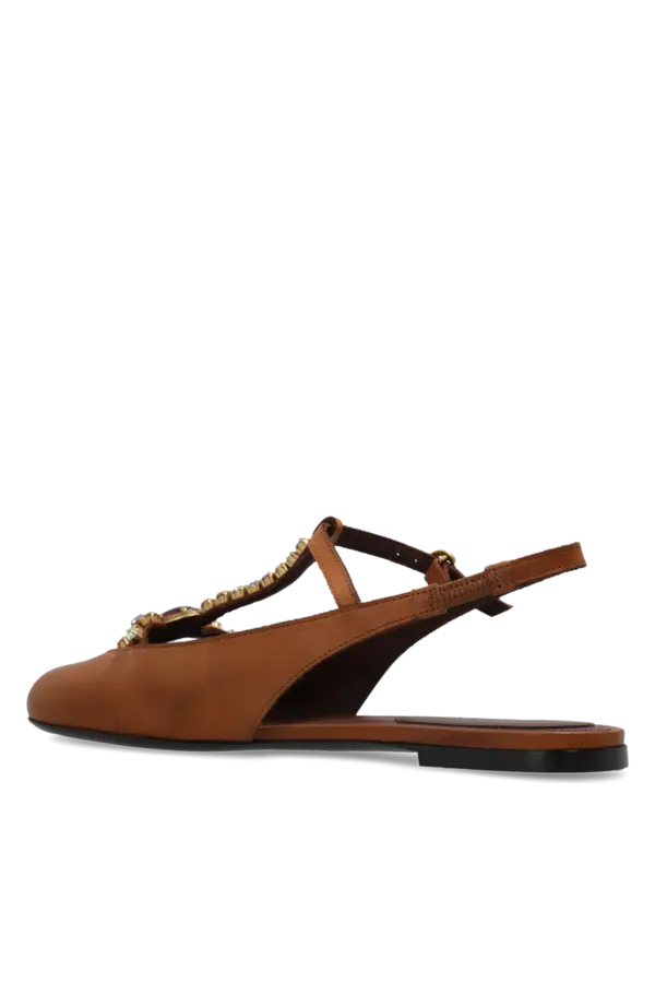 Etro Leather Ballerinas With Appliqués - Brown