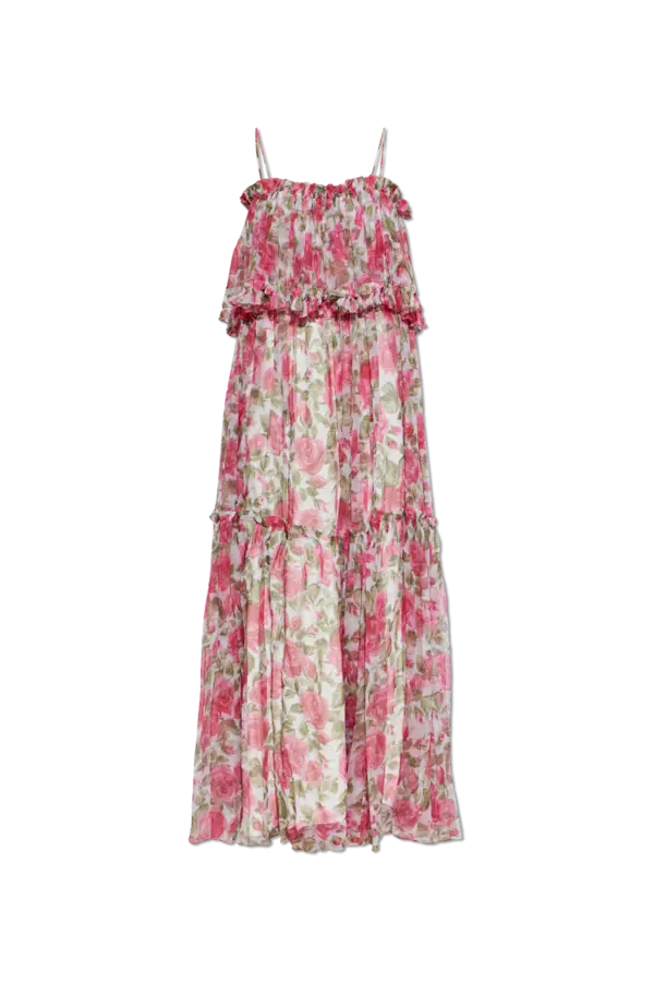 Chloé Silk Maxi Dress With Floral Motif - Pink