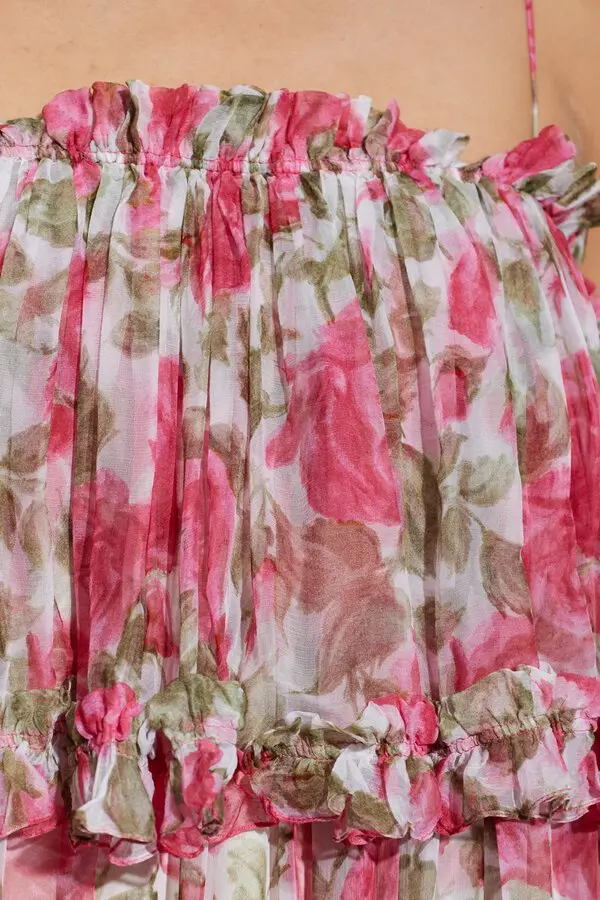 Chloé Silk Maxi Dress With Floral Motif - Pink