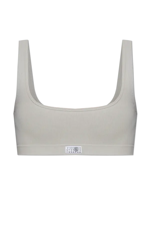 MAISON MARGIELA Ribbed Knit Lingerie Top With Numeric Logo Detail - Grey