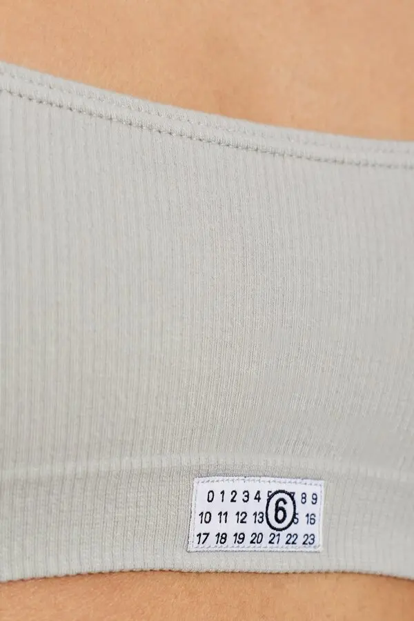 MAISON MARGIELA Ribbed Knit Lingerie Top With Numeric Logo Detail - Grey