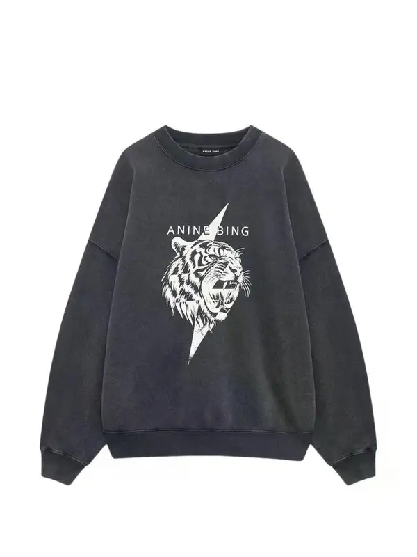 ANINE BING Miles Tiger-print Sweatshirt - Grey