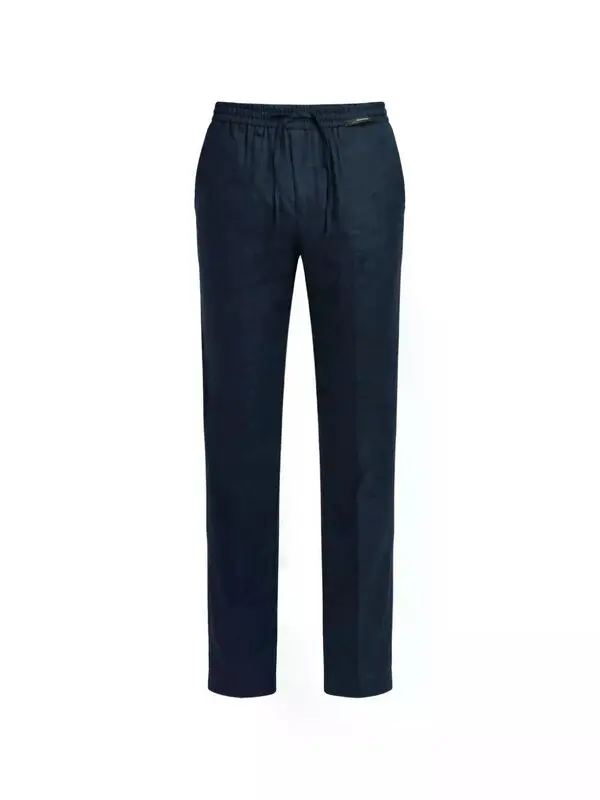 MICHAEL COAL Drawstring-fastening Linen Trousers - Blue