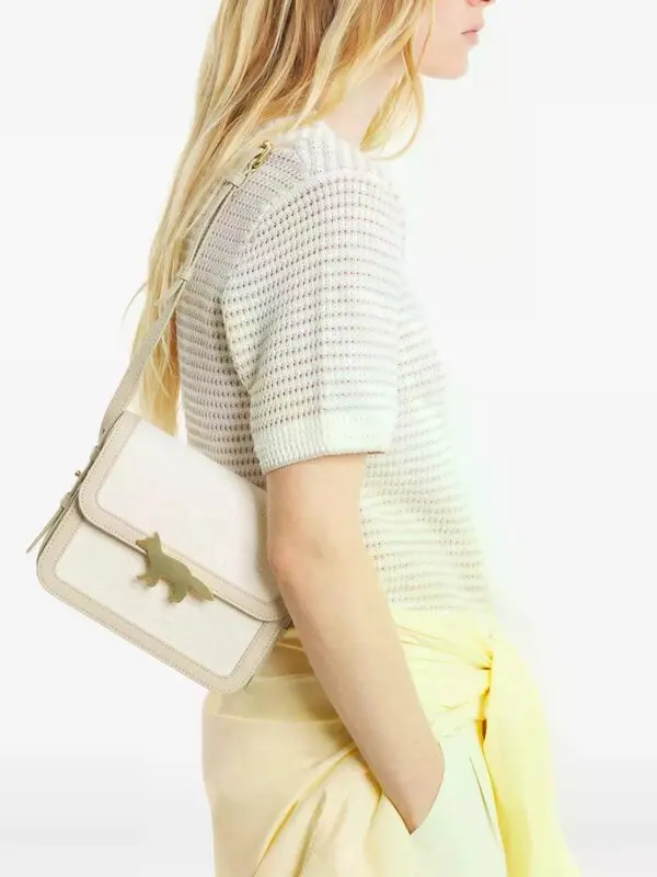 Maison Kitsuné Edie Fox-plaque Leather-trim Shoulder Bag