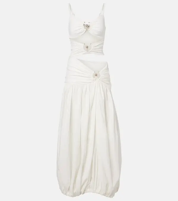 Christopher Esber Orbit Cutout Ruched Jersey Maxi Dress - White