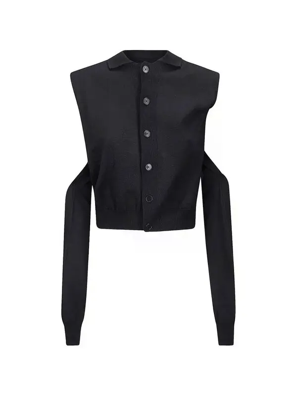 ALAINPAUL Cut-out Sleeveless Cardigan