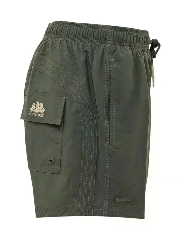 Sundek Logo-patch Drawstring Swim Shorts - Green