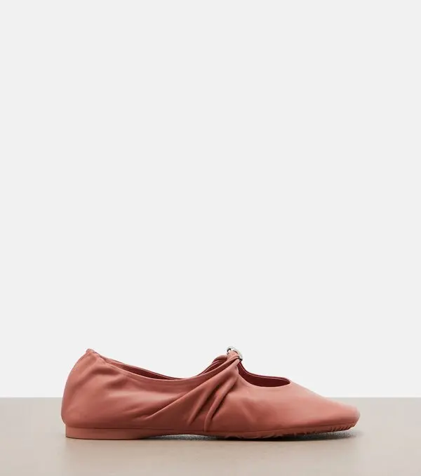 Loewe Pebble Soft Leather Mary Jane Flats - Pink