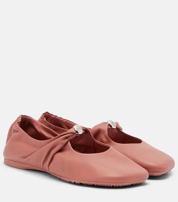 Loewe Pebble Soft Leather Mary Jane Flats - Pink