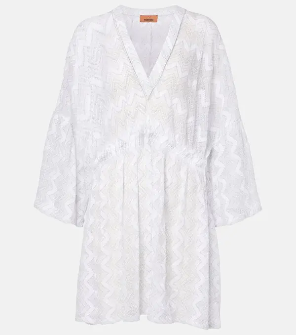 Missoni Zigzag Lamé Beach Dress - White