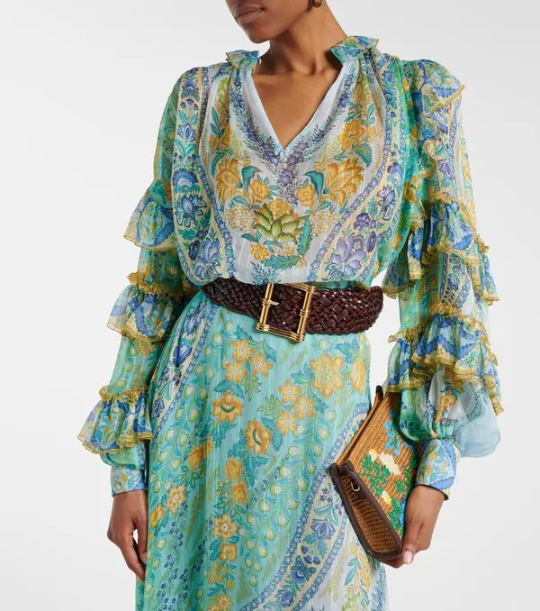 Etro Floral Ruffled Silk Blouse