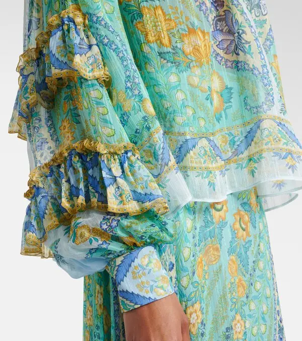 Etro Floral Ruffled Silk Blouse