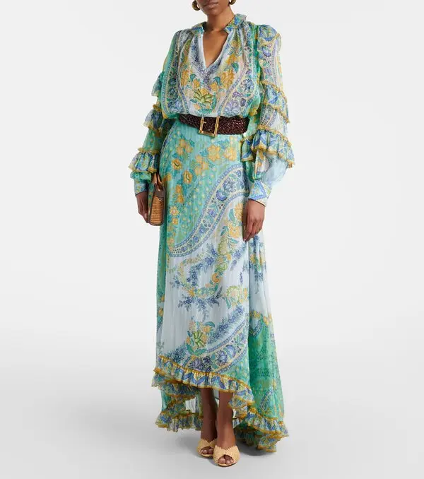 Etro Floral Ruffled Silk Blouse