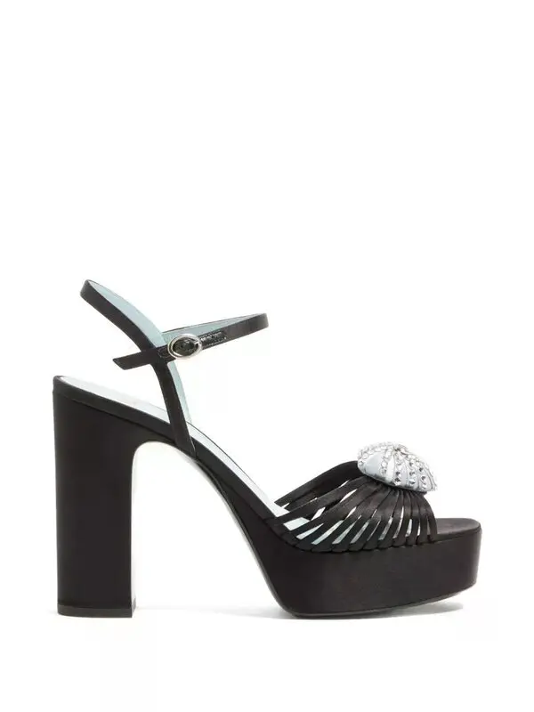 Valentino Garavani Coeur Royal Platform Sandals - Black